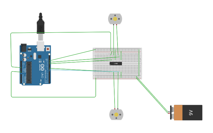 Circuit Design Two Motors Simulation Tinkercad