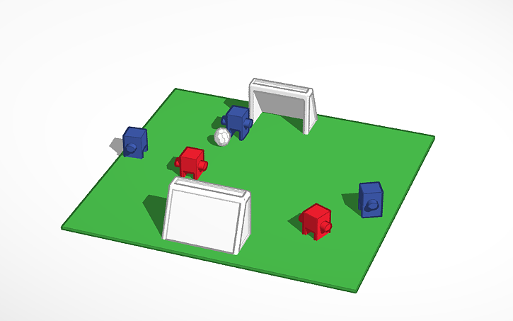 3D design robots playing soccer (blue wins) | Tinkercad