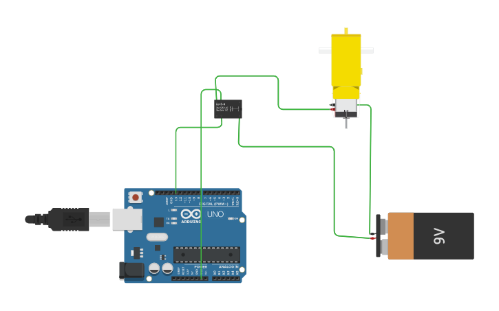 Circuit design MOTOR WITH RELAY | Tinkercad