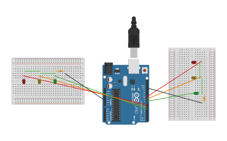 Circuit Design Arduino Traffic Light X 2 Tinkercad 7886