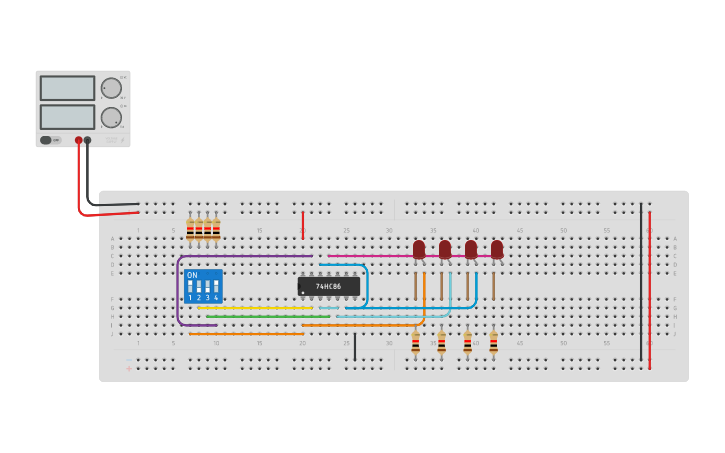 Circuit design GRAY TO BINARY | Tinkercad