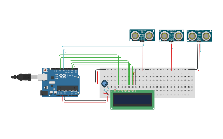 Circuit design SMART CAR PARKING SYSTEM - Tinkercad