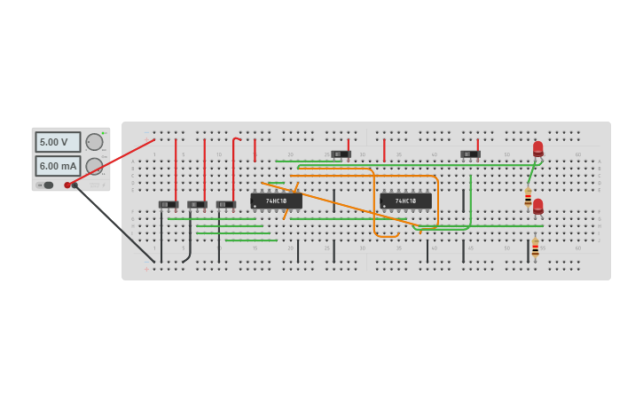 Circuit design JK FLIP-FLOP | Tinkercad
