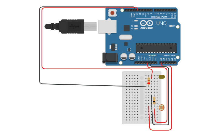 Circuit design LED con un sensor LDR | Tinkercad