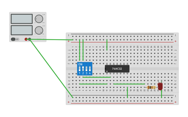 Circuit design puerta OR | Tinkercad
