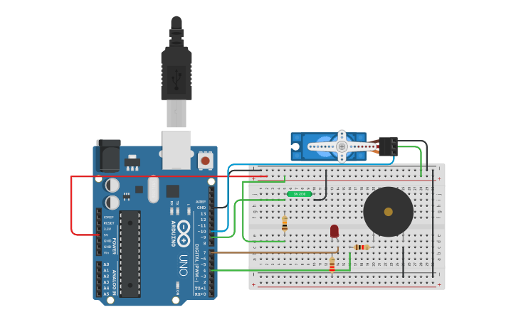 Circuit design Tilt Switch and Servo Motor_ Trono | Tinkercad