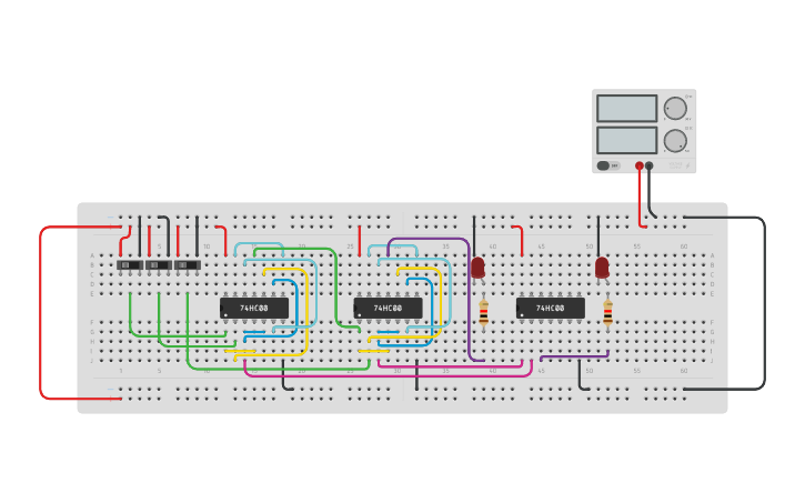 Circuit design Full Adder using universal gates - Tinkercad