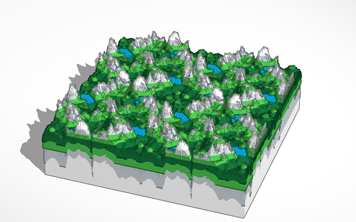 3D design mountains and lake :) - Tinkercad