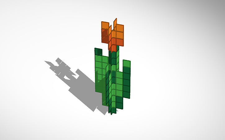 3D design Minecraft tulip (orange) - Tinkercad