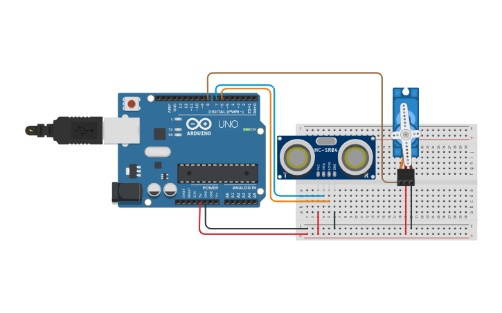 Circuit design Sensor de Proximidad digital + Servo - Tinkercad Circuit design Sensor de Proximidad digital + Servo - Tinkercad