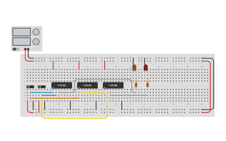 Circuit design Rangkaian Half Subtractor | Tinkercad