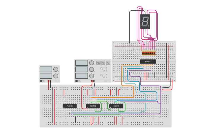 Circuit design Decade counter | Tinkercad