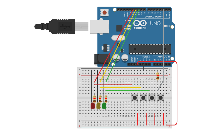 Circuit design Semaphore in Real Life - Tinkercad