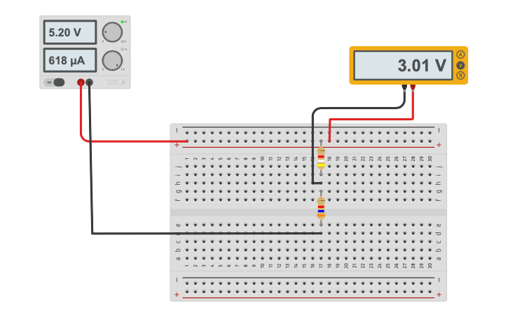 Circuit design voltage divider circuit | Tinkercad
