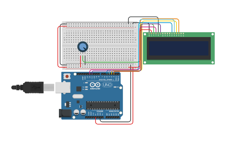 Circuit Design Liquid Crystal Serial Input Tinkercad