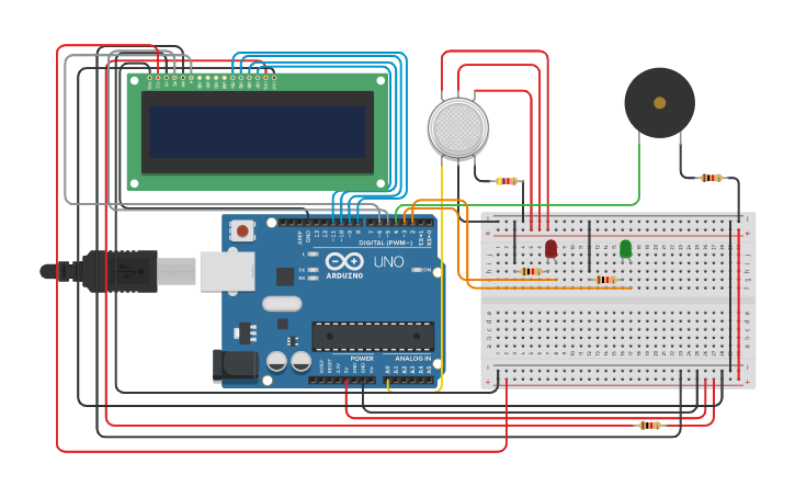 Circuit design gas detector - Tinkercad