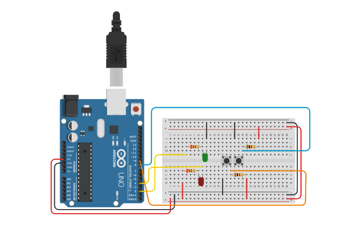 Circuit design -Pull Up and Down Resistor - Tinkercad