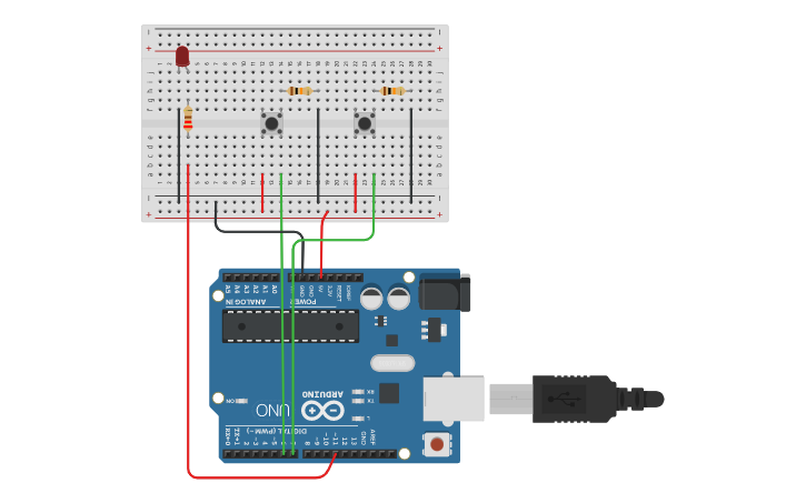 Circuit design 2 Button_led - Tinkercad