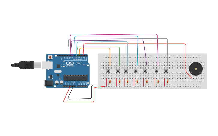 Circuit design Piano | Tinkercad