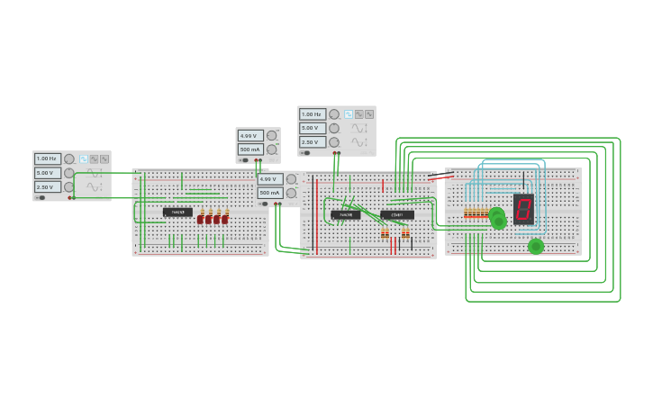 Circuit design 7493+七段顯示器 110817 - Tinkercad