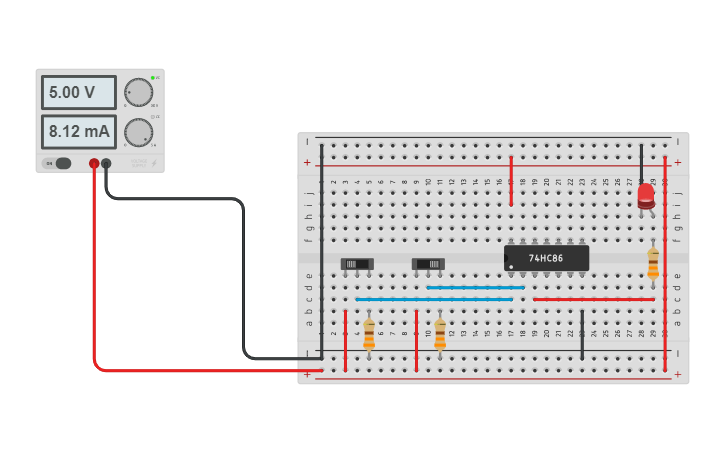Circuit design two way switch - Tinkercad