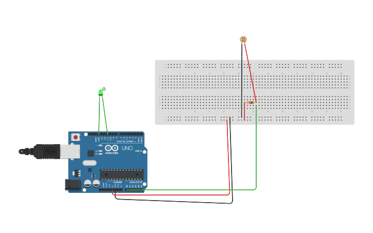 Circuit design PhotoResistor - Tinkercad