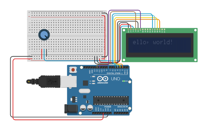 Circuit design LIQUID CRYSTAL SCROLLDISPLAY() | Tinkercad