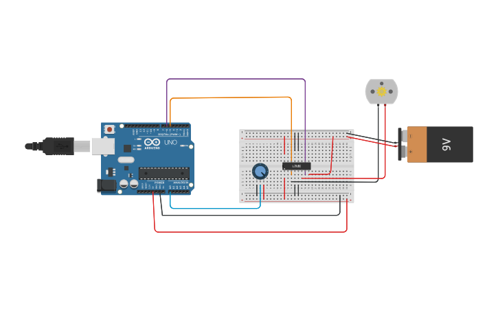 Circuit design act d DC Motor - Tinkercad