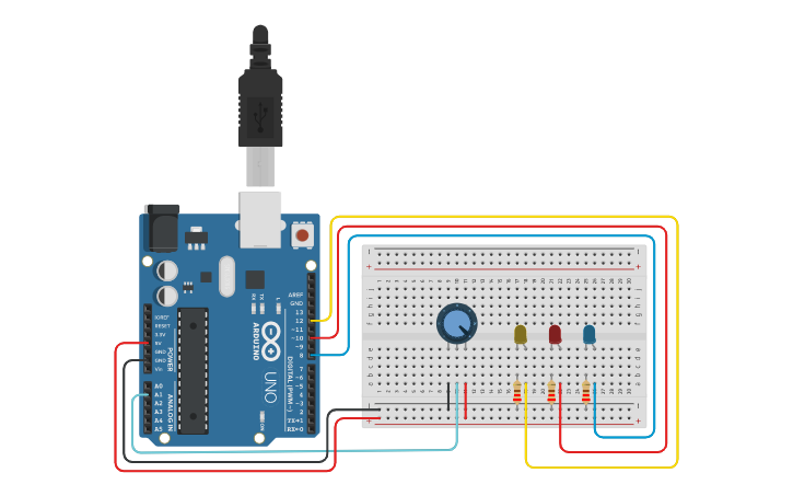 Circuit design Activity | Programming with Potentiometer - Tinkercad