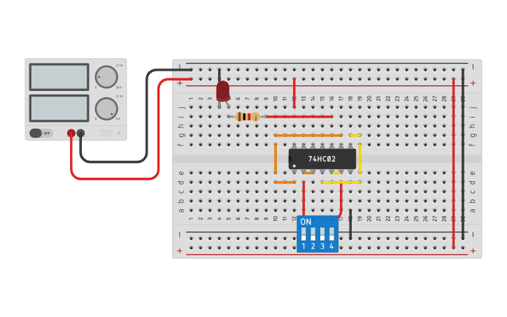 Circuit design AND GATE USING NOR GATE - Tinkercad
