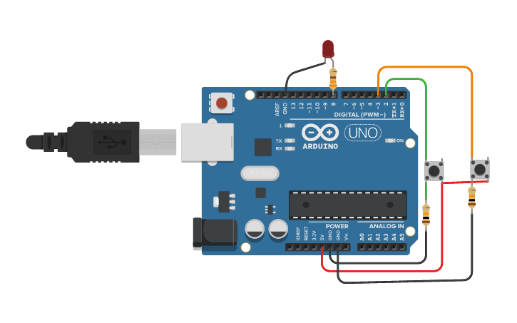 Circuit design 2 Buttons | Tinkercad