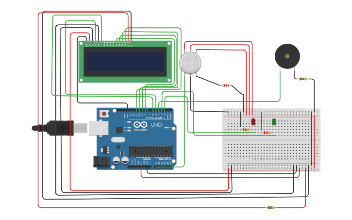 Circuit design Gas Detector - Tinkercad