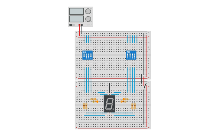Circuit design 7 segment display - Tinkercad