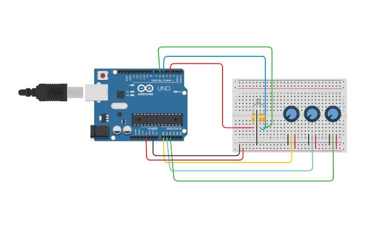 Circuit design led rgb | Tinkercad