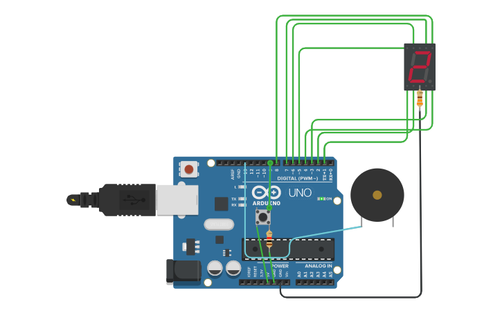Circuit design Display de 7 seguimentos - Tinkercad Circuit design Display de 7 seguimentos - Tinkercad