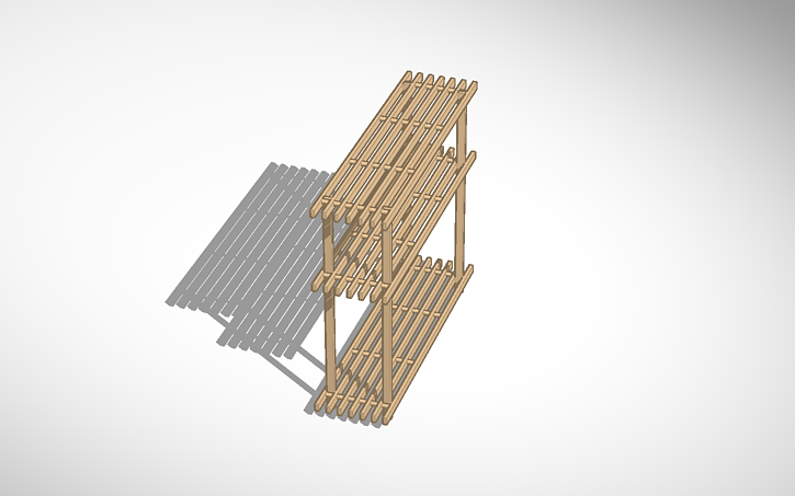 3D design wooden shelf - Tinkercad