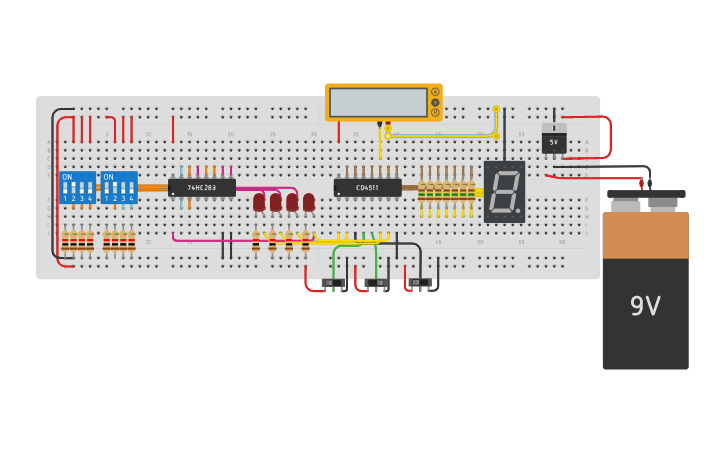 Circuit design Somador de 4 Bits com display 7 segmentos CD4511 - Tinkercad