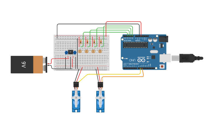 Circuit design solar tracker - Tinkercad