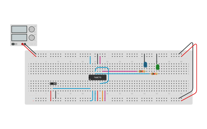 Circuit design 2- Bit Asynchronous using JKFF. | Tinkercad