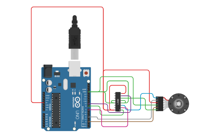 Circuit design “Pemrograman kontrol posisi Arduino dengan PID” - Tinkercad