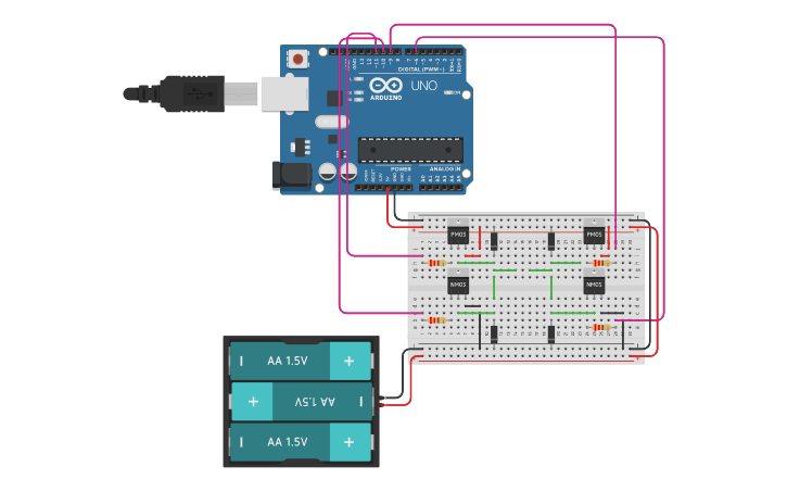 Circuit design H Bridge Task 1 and 2 | Tinkercad