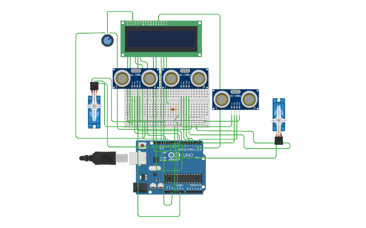 Circuit design Car Parking System - Tinkercad