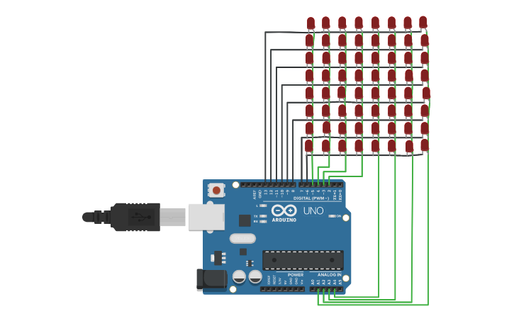 Circuit design LED Matrix | Tinkercad