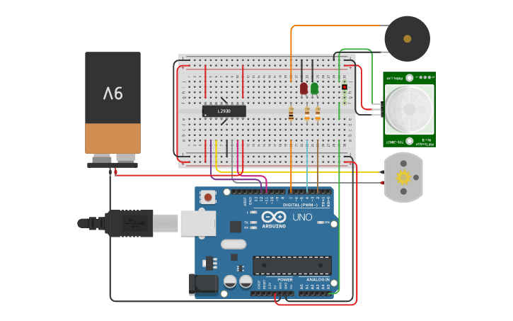 Circuit design Sensor de Movimento | Tinkercad
