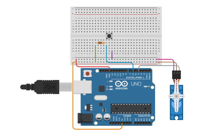 Circuit design Control Servo motor Using Push Button - Tinkercad
