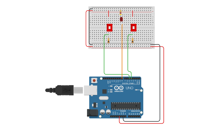 Circuit design Arduino simulator AND - Tinkercad
