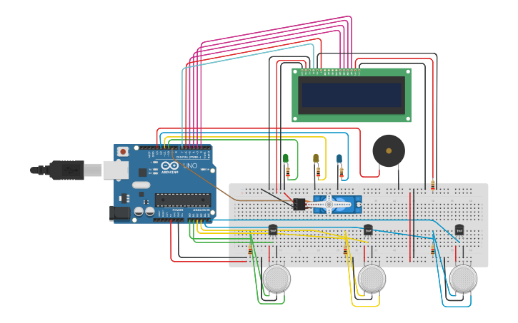 Circuit design Fire Alarm System - Tinkercad