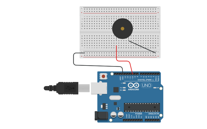 Circuit Design Arduino Buzzer And Breadboard Tinkercad