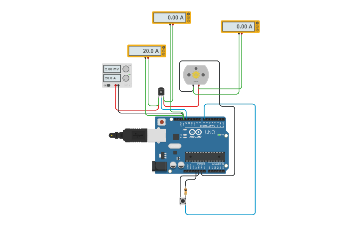Circuit design transistor con arduino ed alimentatore - Tinkercad
