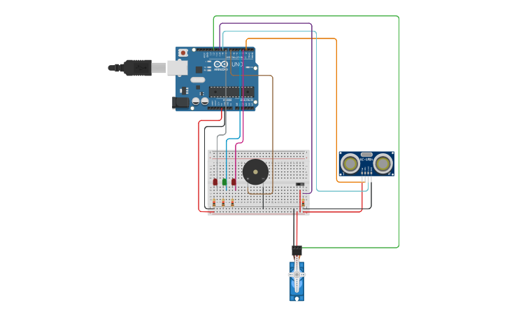 Circuit design Radar System - Tinkercad